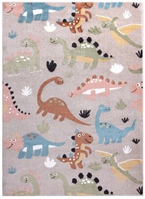 Dywany Łuszczów, Dětský kusový koberec Fun Dino beige, 80x150, vícebarevná, dětský pokoj