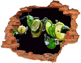 Wallmuralia Nálepka 3D díra na zeď Limetka a citron 90x70 cm