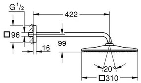 Grohe Rainshower Mono Cube Hlavová sprcha 31 x 31 cm s ramenem, kartáčovaný Cool Sunrise 26564GN0