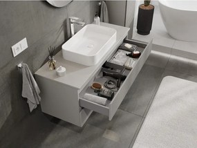 Mexen Rivel, koupelnová skříňka 120 cm s pracovní deskou, 2 zásuvky, drážkovaná, matná šedá, 91A20-12047-2-BFFC62