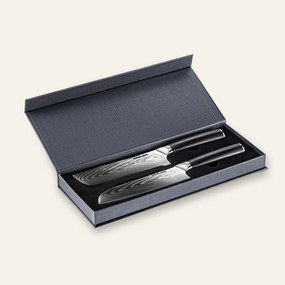 Sada kuchyňských nožů Seburo SARADA Premium Damascus 2ks (Nakiri nůž 170mm, Santoku nůž 175mm)