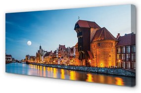 Obrazy na plátně Řeka noc Gdańsk Staré Město