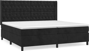 Box spring postel s matrací černá 200x200 cm samet 3132881