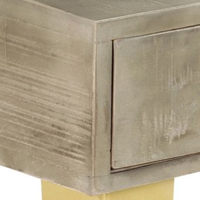 Konzolový stolek masivní mangovník šedý s mosazí 110x35x76 cm,  246682