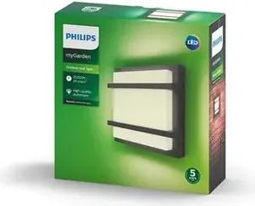 Philips Petronia 12W Antracitová / LED venkovní nástěnné svítidlo / 27