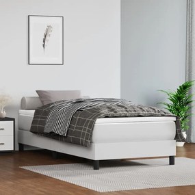 vidaXL Box spring postel s matrací 90x200 cm umělá kůže [3144239] Barva: Bílá