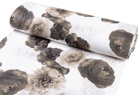 Biante Dekorační povlak na polštář s lemem PM-016 Velké hnědé květy 60 x 60 cm