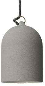 creative cables Závěsná lampa s textilním kabelem a keramickým stínidlem mini zvon XS Barva: Betonový efekt-bílá