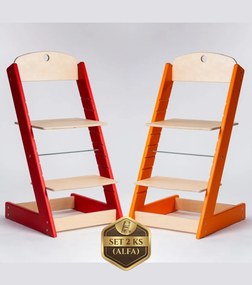 Lucas Wood Style - rostoucí židle ALFA III zvýhodněný set 2 ks - červená + oranžová
