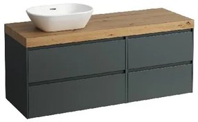 Laufen Lani - Umyvadlová skříňka, 58x137x49 cm, 4 zásuvky, výřez vlevo, šedá/dub H4065821122661