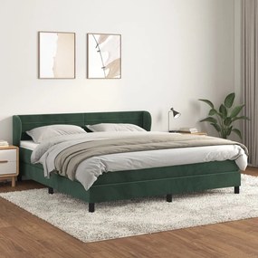 Box spring postel s matrací tmavě zelená 160x200 cm samet 3127562