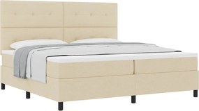 Postel s boxspringem s čelo Krémová 200 x 200 cm textil 3339418