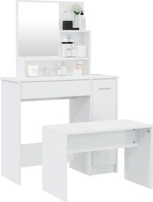 Toaletní stolek sada bílý s vysokým leskem 86,5 x 35 x 136 cm 3114151