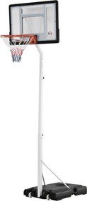 HOMCOM Basketbalový koš pro dospělé s nastavitelnou PVC tabulí 90x60x260-310cm a integrovanými kolečky Bílý