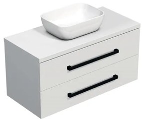 Koupelnová skříňka s černou úchytkou a krycí deskou SAT Cube Way 100x53x46 cm bílá lesk CUBE46C1003BISAT45