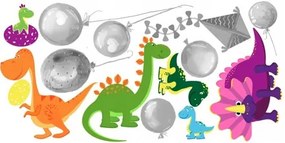 Samolepka na zeď veselý barevný dinosauři 100 x 200 cm