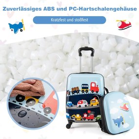 Costway 2 kusová sada dětských kufrů dětská zavazadla s kolečky 17" příruční