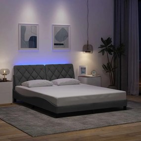Rám postele s LED bez matrace Světle šedá 160x200 cm Látka 3310678