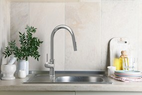 Invena Farsala, dřezová baterie s výsuvnou 2-funkční výlevkou h-433, chromová, INV-BZ-40-U01-S