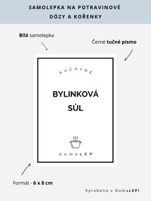 BYLINKOVÁ SŮL – bílá samolepka na dózu, tučné písmo, 6 x 8 cm | DomaLEP