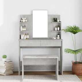 Toaletní stolek se zrcadlem betonově šedý 96 x 40 x 142 cm - Default Title