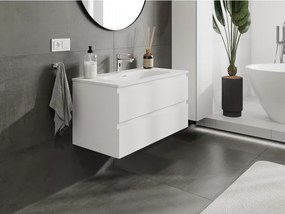 Mexen Orio, koupelnová skříňka 90 cm s umyvadlem Vela, 2 zásuvky, bílá matná, 91A10-09047-2-BFF01-W23M01