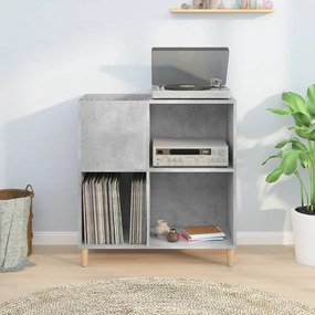 Skříňka Na Lp Desky Betonově Šedá 84,5X38X89Cm Kompozitní Dřevo Bílá S Vysokým Leskem