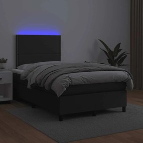 Box spring postel s matrací a LED černá 120 x 190 cm umělá kůže 3270287
