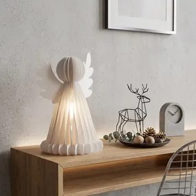 Solight LED anděl bílá / Papírová dekorace / 2x LED / Časovač / 37 cm