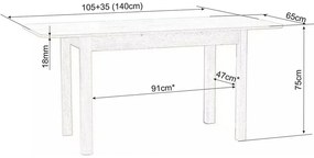 Jídelní stůl Diego II 105 × 65 cm, dub sonoma