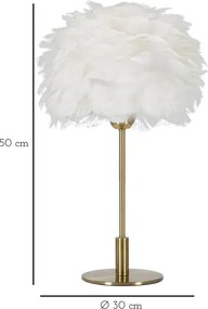 Stolní lampa Ball Feather 50 cm bílo-zlatá