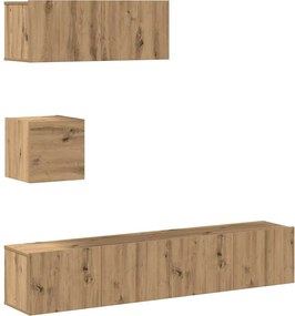 Sada 4 kusů nástěnné TV skříňka dub artisan kompozitní dřevo 3329156