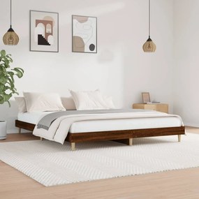 Rám postele hnědý dub 160 x 200 cm kompozitní dřevo