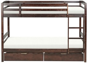 Patrová postel 90 cm Reggeton (tmavé dřevo) (s roštem a úložným prostorem). 1075541