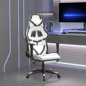 vidaXL Herní židle s podnožkou umělá kůže [3143684] Barva: bílá a růžová