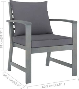 vidaXL Zahradní židle 2 ks tmavě poduška masivní akáciové dřevo [311827] Barva: Tmavě šedá