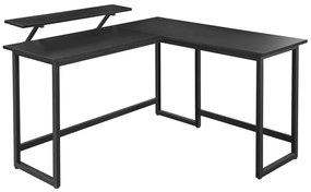VASAGLE Psací stůl rohový s policí černý 140 x 76 x 130 cm