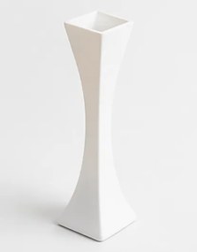 váza, hranatá, plast, 16x4x4 cm, bílá, Dekorino VD0260004