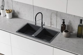 Kuchinox Shire, vysoká dřezová baterie s U-tvarovanou výlevkou h-499, chrom-černá matná, LAV-BQH_778D