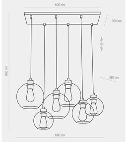 Lustr na lanku CUBUS 6xE27/60W/230V černá