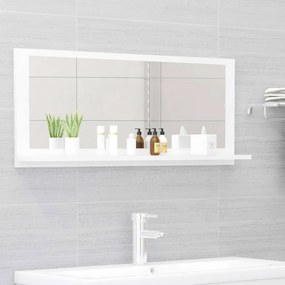 Koupelnové zrcadlo bílé vysoký lesk 90x10,5x37 cm dřevotříska - Default Title