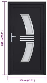 Vchodové dveře antracitové 108 x 200 cm PVC,  3187934
