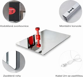 Chytré infrazrcadlo SMART MIRROR 200W | Výhřevnost 3.6 m2 | 60x60 cm | WiFi termostat | Dálkové ovládání | LED světlo
