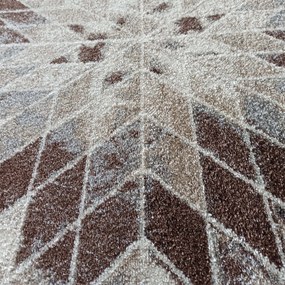 DY Hnědý kulatý koberec s geometrickým vzorem Panamero 10 Rozměr: 80 cm