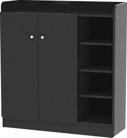 HOMCOM Úzký botník se dvěma dveřmi a nastavitelnými policemi pro 12 párů bot do předsíně 83x30x90 cm Černý
