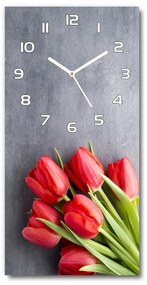 Wallmuralia Nástěnné hodiny Červené tulipány 30x60 cm