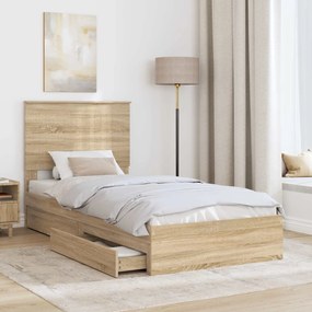 Postel s úložným prostorem se zásuvkou Sonoma dub 90 x 200 cm 3411245