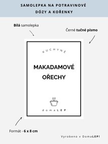 MAKADAMOVÉ OŘECHY – bílá samolepka na dózu, tučné písmo, 6 x 8 cm | DomaLEP