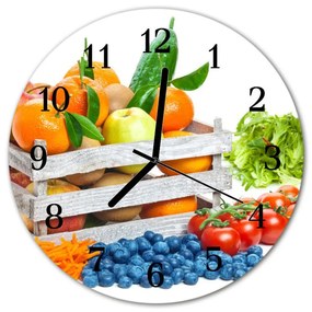 Nástenné skleněné hodiny zelenina