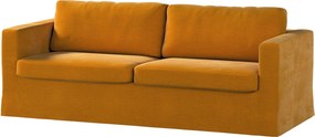 Potah na pohovku IKEA Karlstad 3-místná, nerozkládací, dlouhý barva žlutá látka lesklé, sametová
